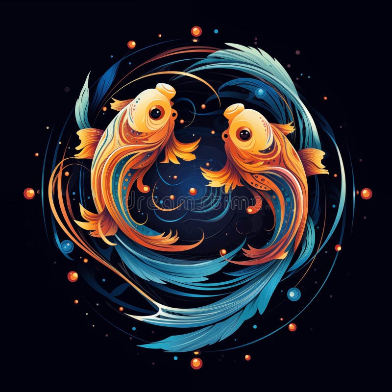 Pisces Zodiac Sign Digital Design Stock Illustration - Illustration of ...