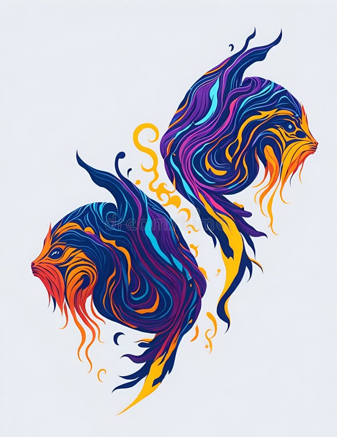 Pisces Zodiac Sign. Fish Horoscope Sign Stock Illustration ...