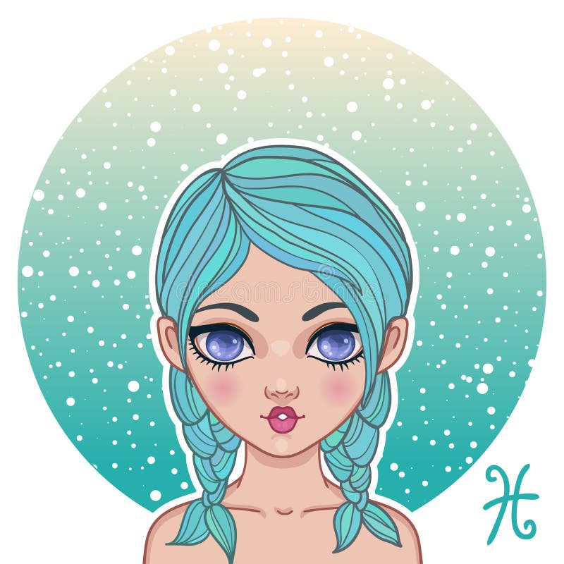 Pisces zodiac sign stock vector. Illustration of cartoon - 58008131