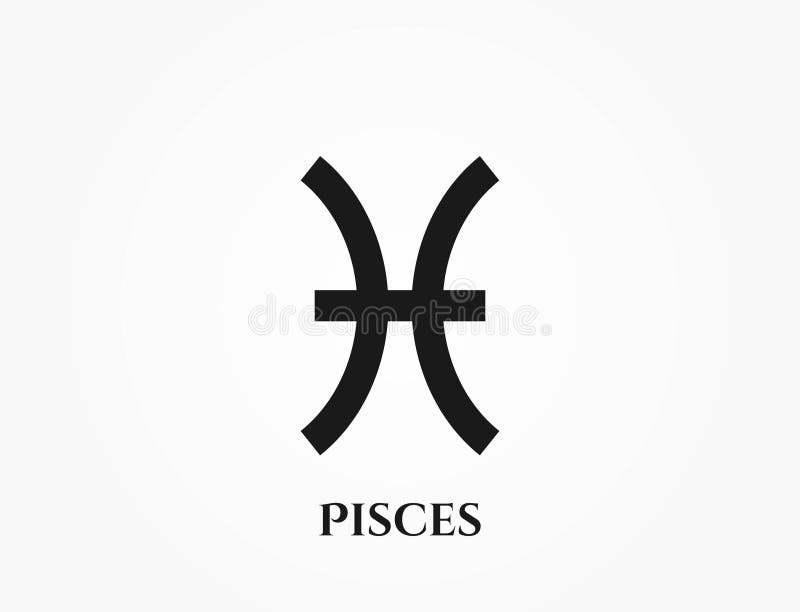 Pisces Zodiac Sign Horoscope Symbol. Astrological Icon. Isolated Fishes Image in Black and White ...