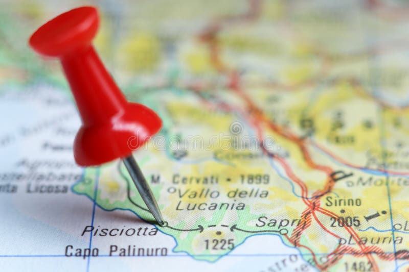 Pisciotta, Italy Pin on Map Stock Image - Image of freedom, district ...