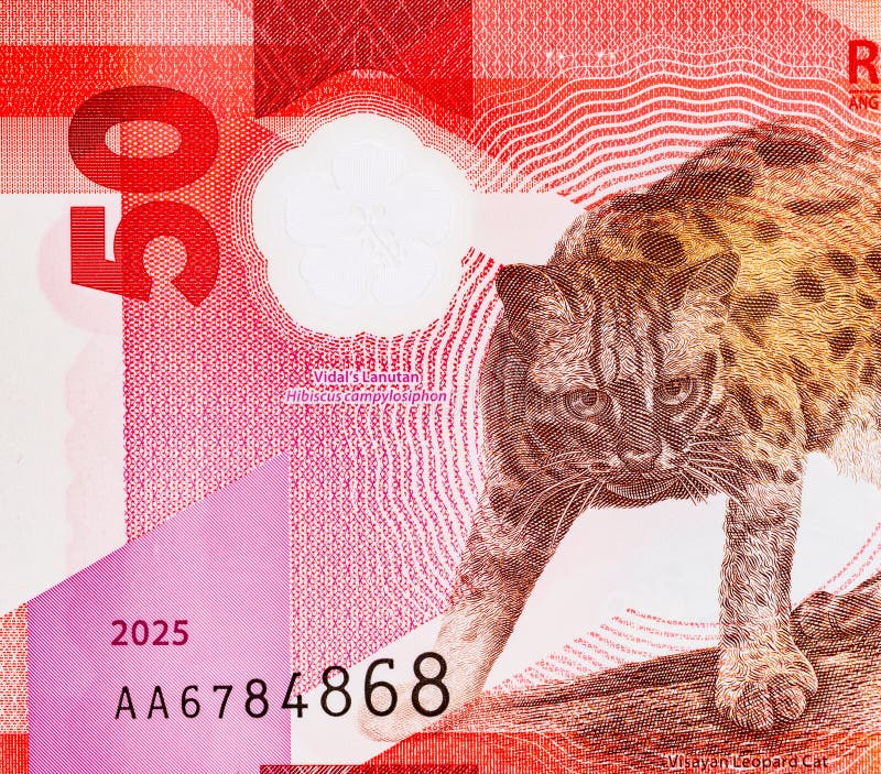 50 Piso Philippines, New Polymer Note 2025 with Visayan Leopard ...