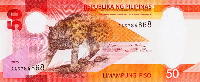50 Piso Philippines, New Polymer Note 2025 with Visayan Leopard ...