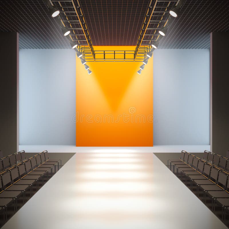 Passarella Vuota Della Sfilata Di Moda Runway Con Luci a Fascio Mobile ...