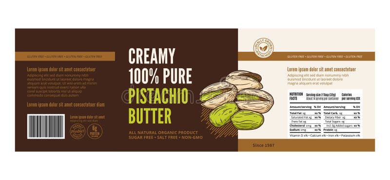 Pistachio Butter Label and Packaging Design Template Stock Vector ...
