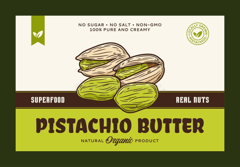 Pistachio Butter Label and Packaging Design Template Stock Vector ...