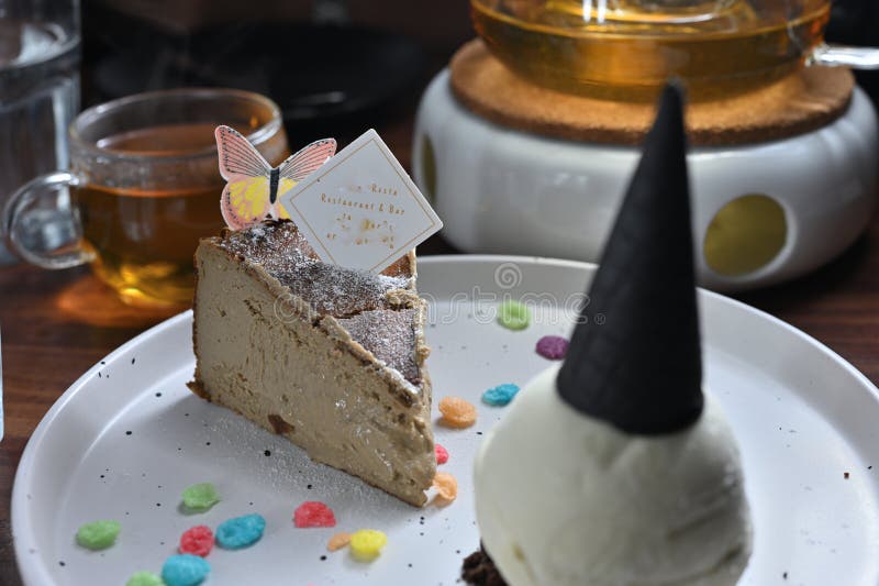 Pistachio Hazelnut Cheese Cake Sesame Ice Cream Cone Stock Photo ...