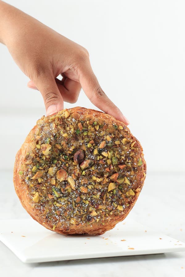 Pistachio Kouign Amman or Breton Cake Stock Photo - Image of closeup ...