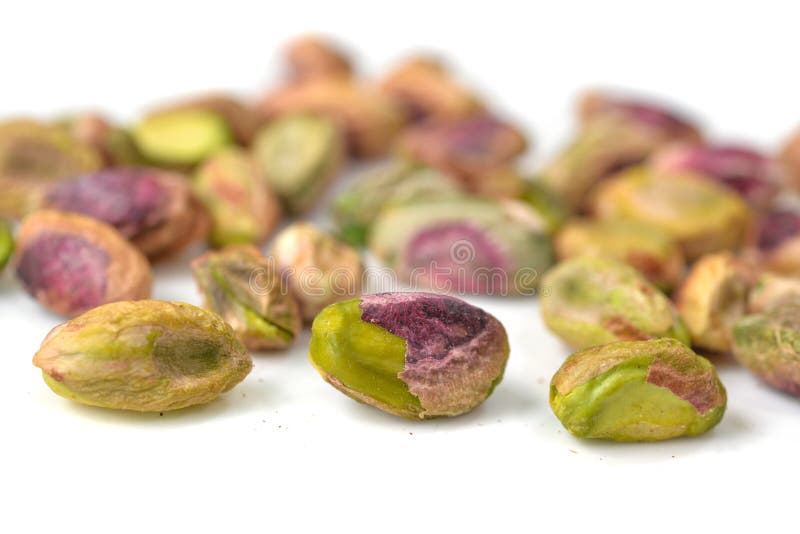 Pistachio with No Shell on White Background Stock Photo - Image of heap ...