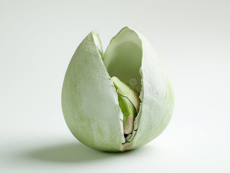 Pistachio Nut with Shell Open Revealing Green Kernel Isolated on White ...