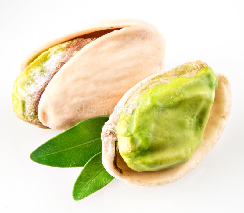Pistachio nuts with leaf stock photo. Image of closeup - 34307414