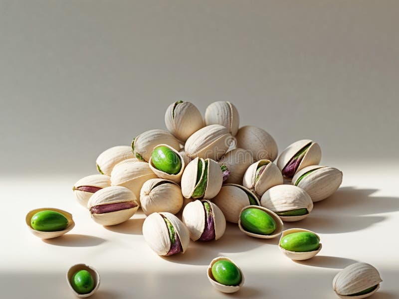 Pistachio Nuts in Shells with Some Open To Reveal the Green Kernels ...