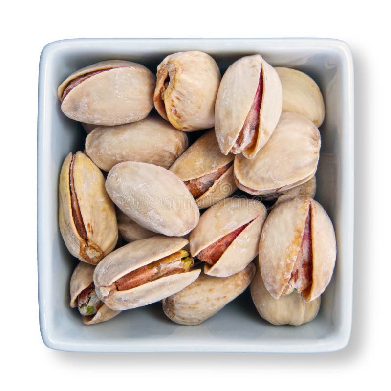 Pistachio Nuts in Shells in White Container Stock Photo - Image of ...