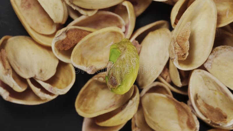 Pistachio without Shell. Rotates. the Shell is Crumbling. Close-up ...