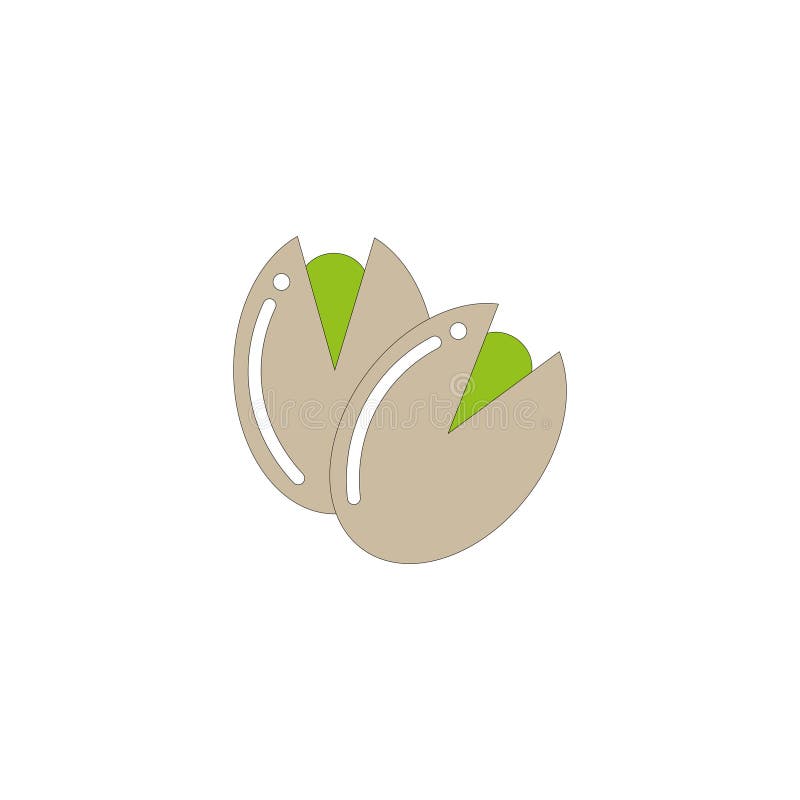 Pistachio Vector Icon. Nut Pair Shape. Green Core Detail. Beige Shell ...