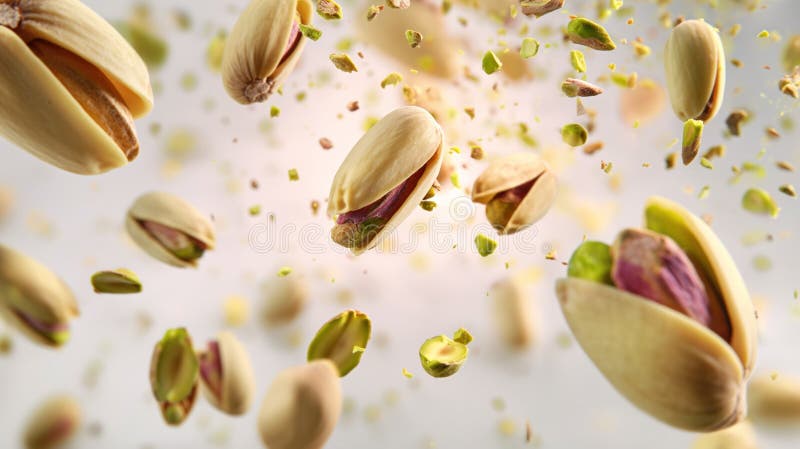 Pistachios is Flying through the Air and Breaking into Pieces Stock ...