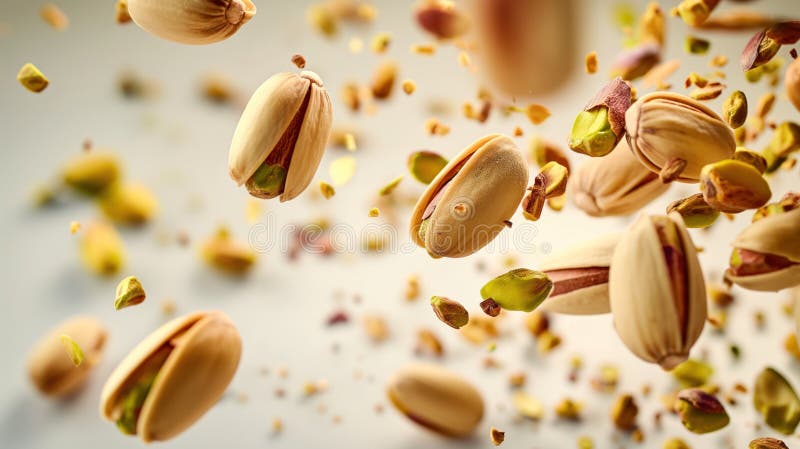 Pistachios is Flying through the Air and Breaking into Pieces Stock ...