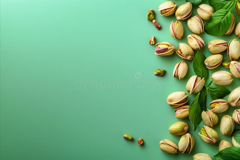 Pistachios on a Green Background Stock Image - Image of pistachios ...