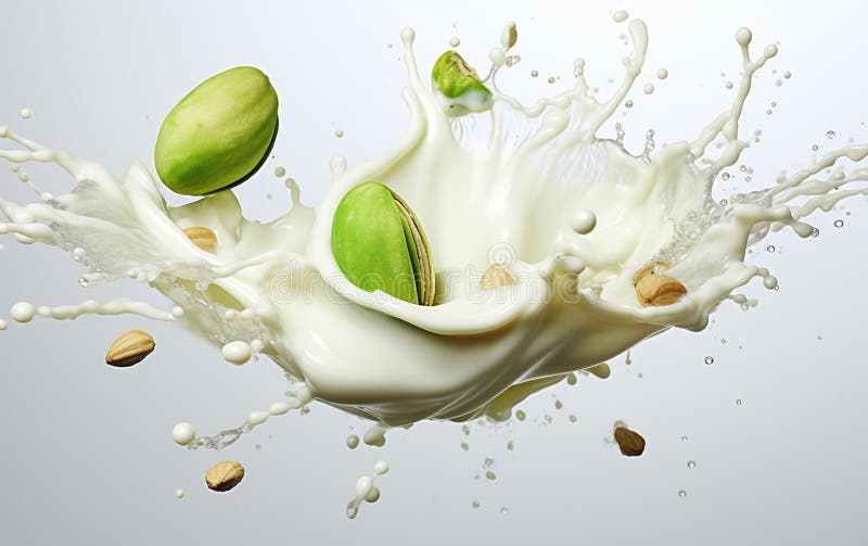 Pistachios with Milk Splash on Transparent Background Stock Image ...