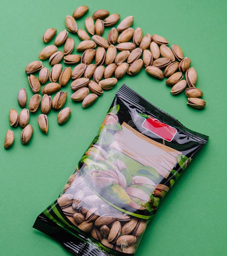 Pistachios Peeled and Packaging Top View Stock Image - Image of ...