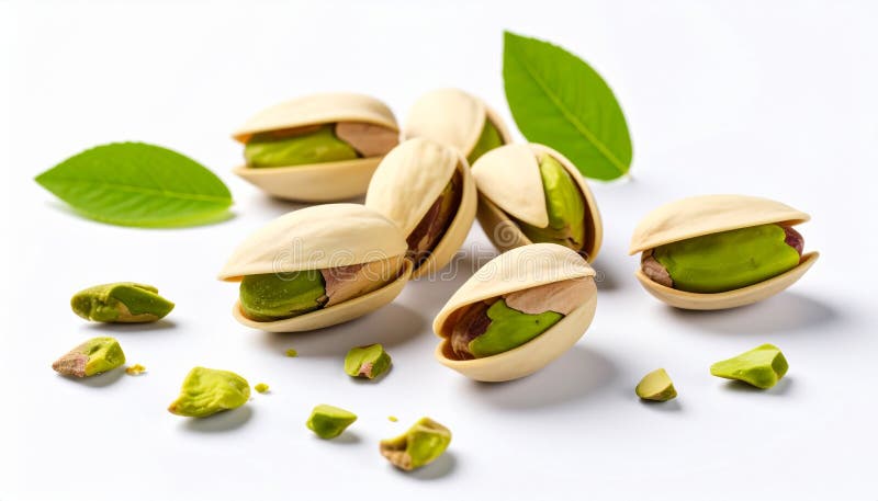 Pieces of Peeled Pistachio Nut Isolated on White. Al Generated Stock ...