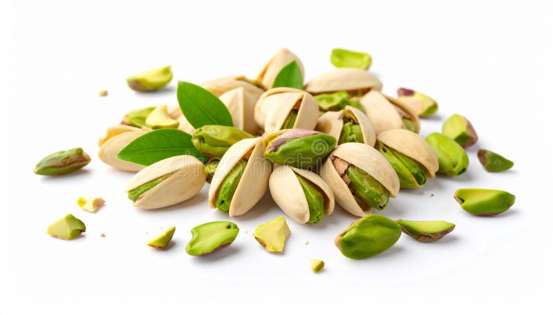 Pieces of Peeled Pistachio Nut Isolated on White. Al Generated Stock ...