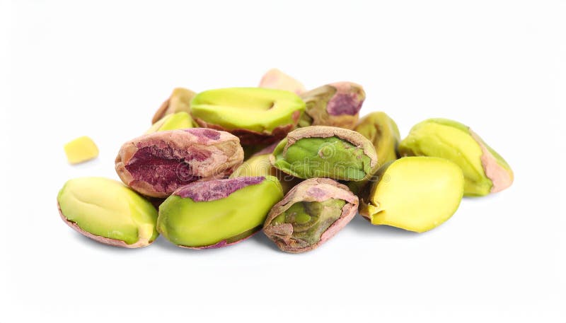 Pieces of Peeled Pistachio Nut Isolated on White. Al Generated Stock ...