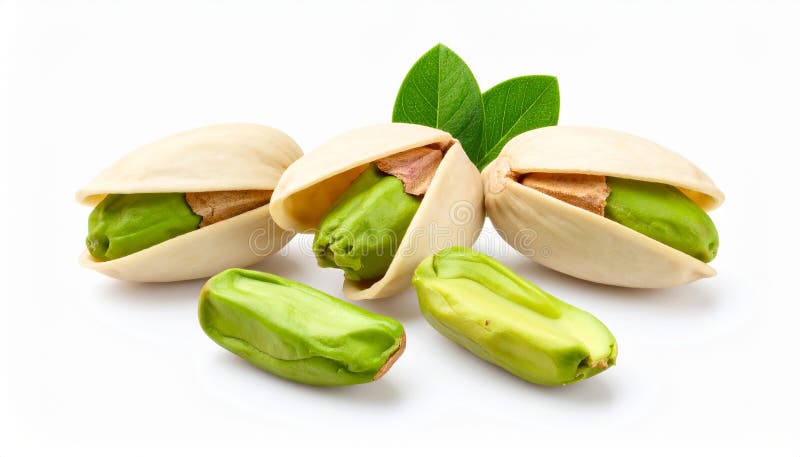 Pieces of Peeled Pistachio Nut Isolated on White. Al Generated Stock ...