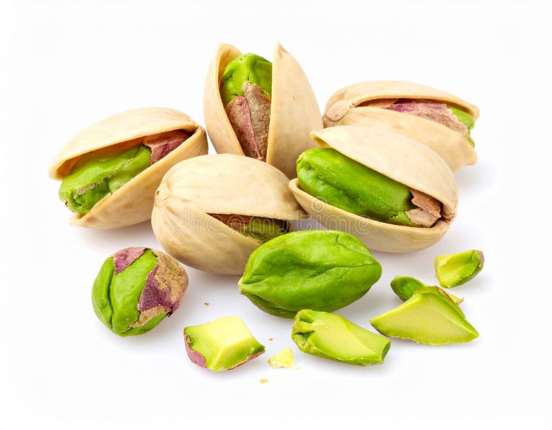 Pieces of Peeled Pistachio Nut Isolated on White. Al Generated Stock ...