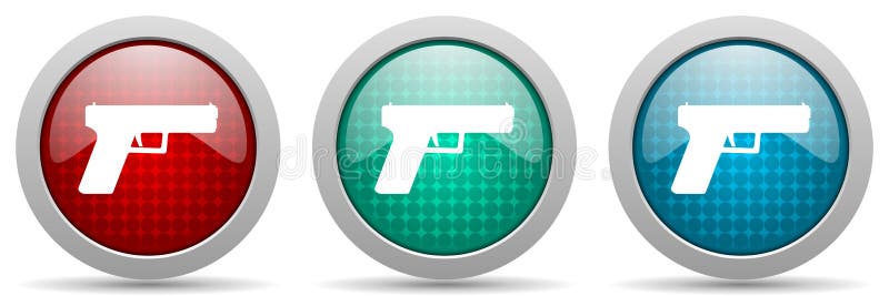 Pistol Arme Icône Vectoriel D'arme Ensemble Glossy Web Boutons Collection Illustration de ...