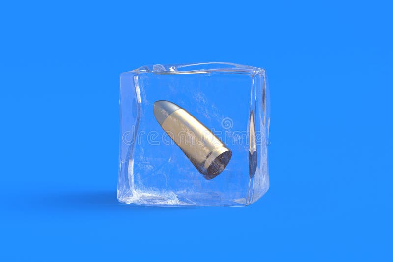 Pistol bullet in ice cube stock illustration. Illustration of equipment ...