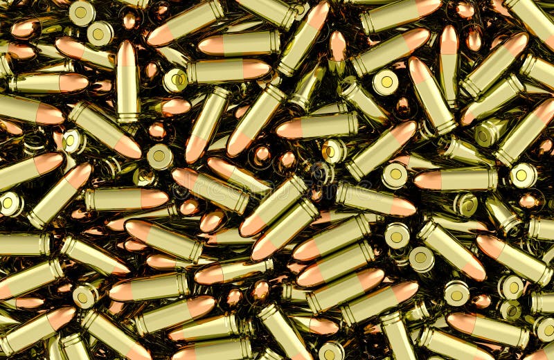 Pistol Bullets Background, Wallpaper. 3D Rendering Stock Illustration ...