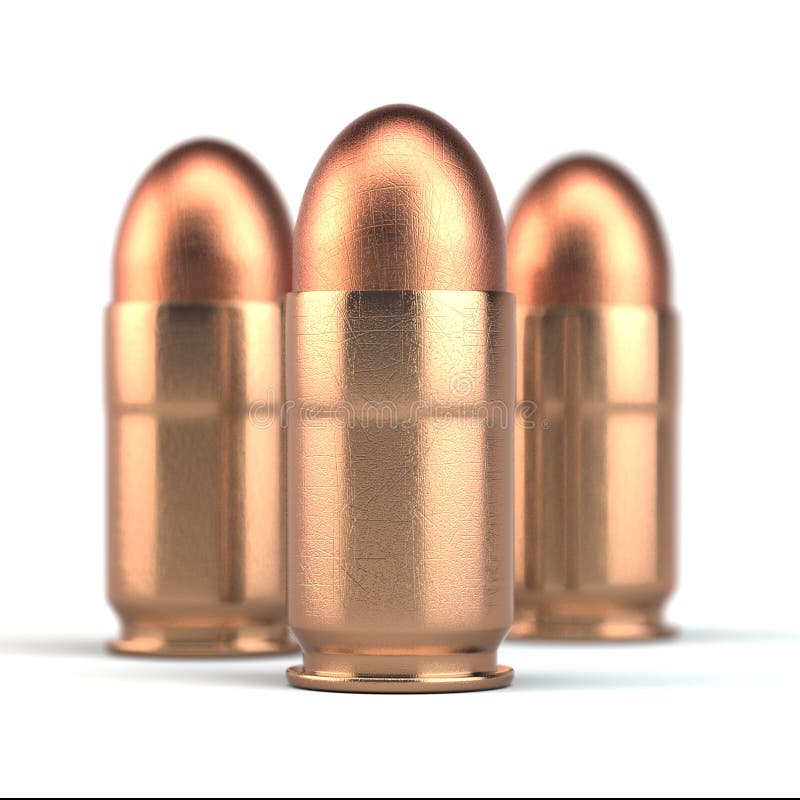 Pistol Bullets on White Background Stock Illustration - Illustration of ...