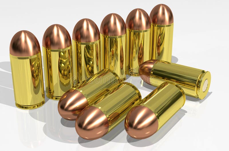 Pistol cartridges stock illustration. Illustration of shooting - 27558247