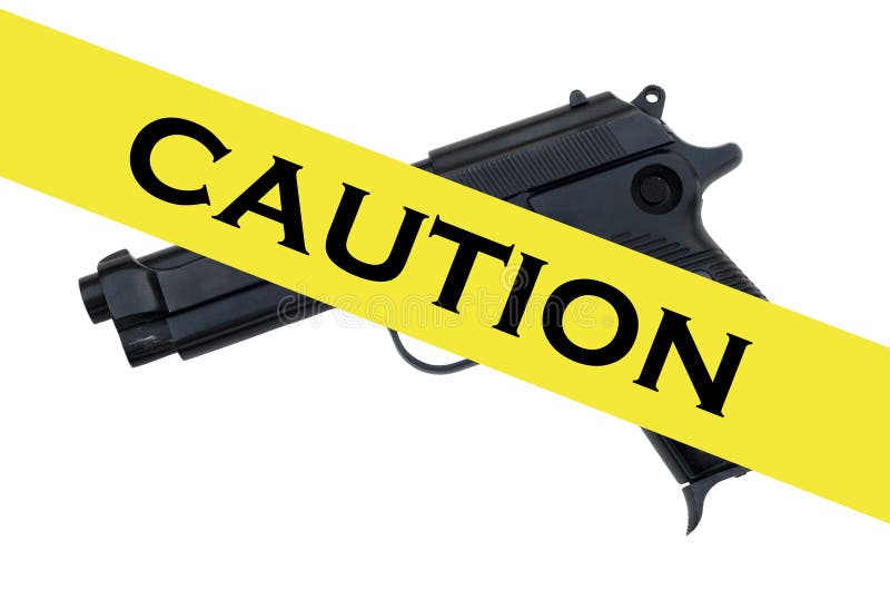 Pistol and caution tape stock illustration. Illustration of handgun ...