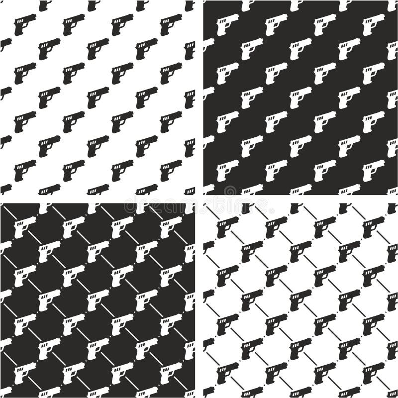 Pistol or Gun Seamless Pattern Set Stock Vector - Illustration of ...