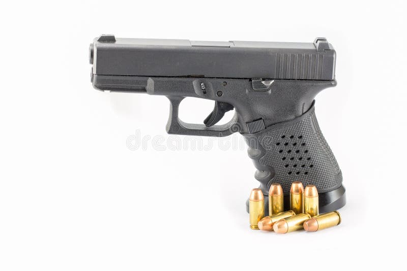 Pistol Hand Gun Isolated on White Background Stock Image - Image of ...
