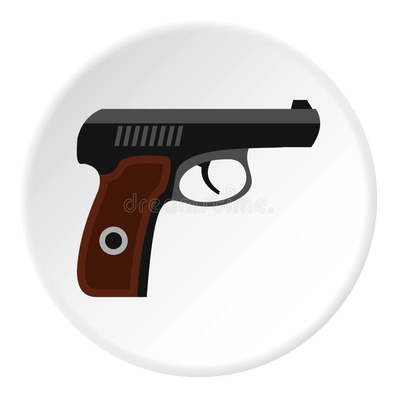 Pistol icon, flat style stock vector. Illustration of military - 78853276
