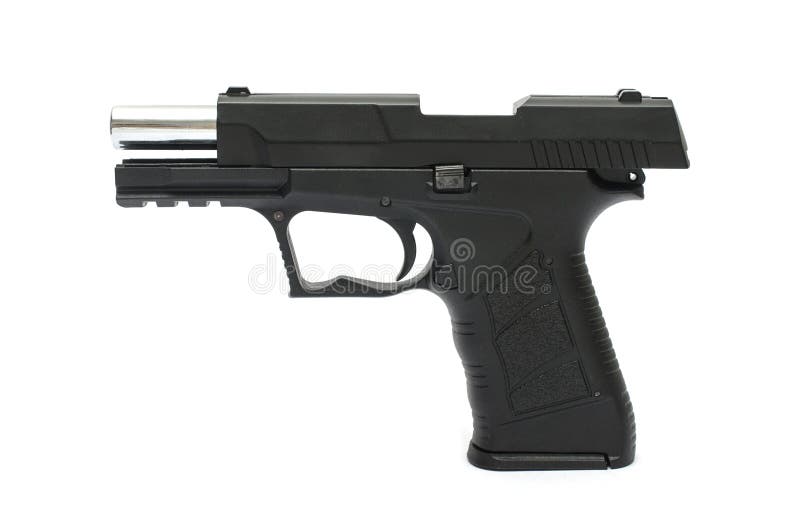 Pistol with Open Slide Isolated on White Stock Image - Image of pistol ...