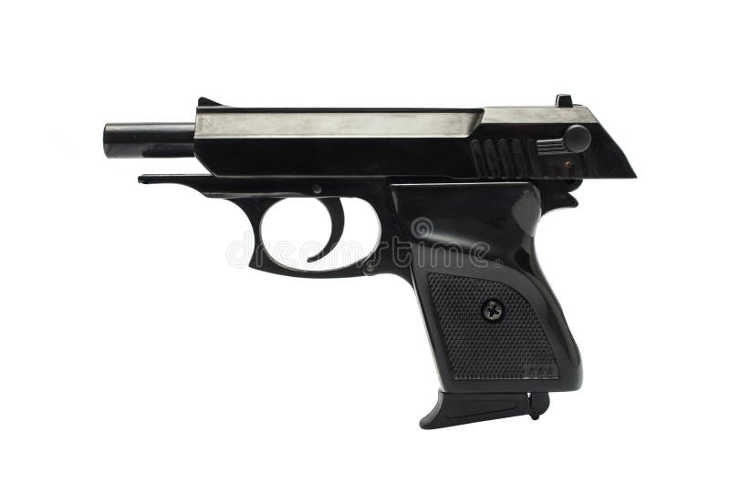 Pistol with Open Slide Isolated on White Stock Photo - Image of handle ...