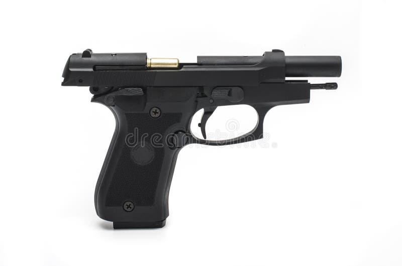 Pistol with Open Slide Isolated on White Stock Image - Image of plastic ...