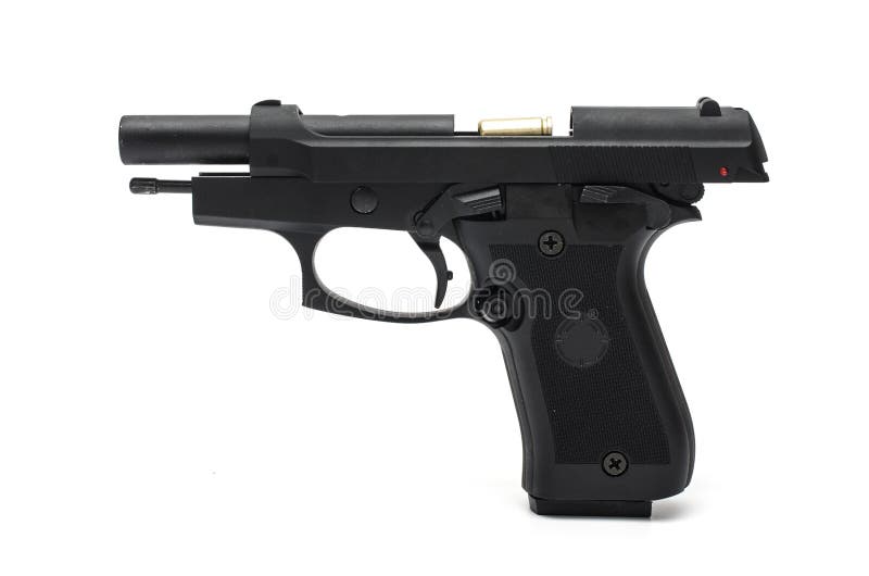 Pistol with Open Slide Isolated on White Stock Image - Image of ...