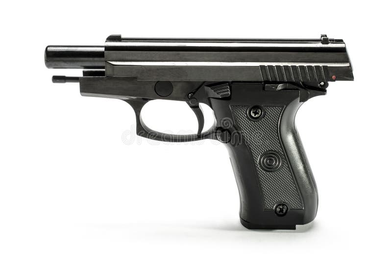 Pistol with Open Slide Isolated on White Stock Photo - Image of gunshot ...