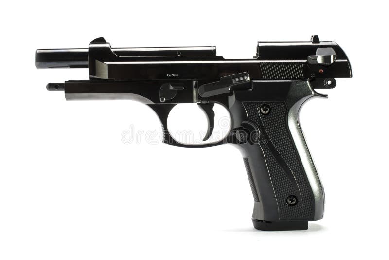 Pistol with Open Slide Isolated on White Stock Photo - Image of handgun ...
