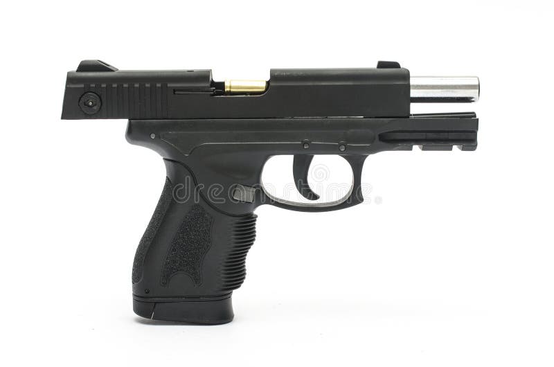 Pistol with Open Slide Isolated on White Stock Photo - Image of ...