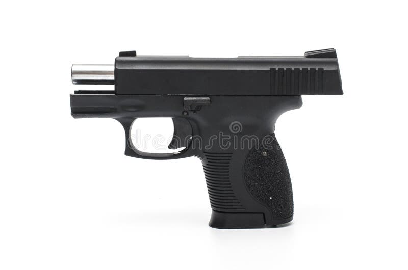 Pistol with Open Slide Isolated on White Stock Image - Image of auto ...
