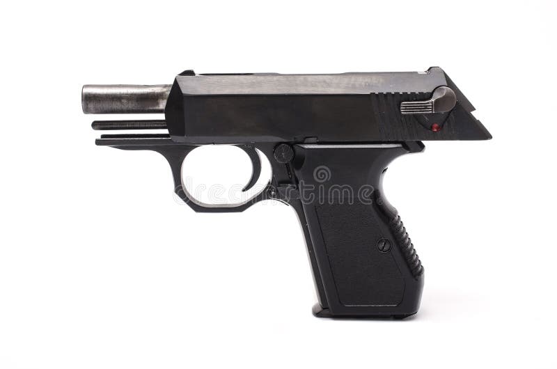 Pistol with Open Slide Isolated on White Stock Photo - Image of slide ...