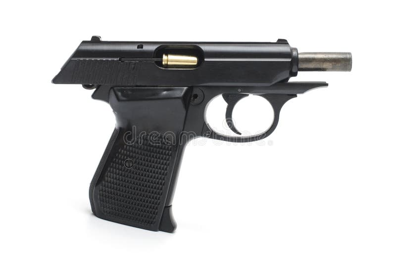 Pistol with Open Slide Isolated on White Stock Photo - Image of ...