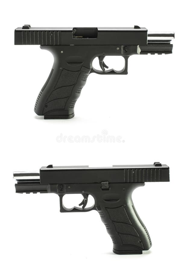 Pistol with Open Slide Isolated on White Stock Image - Image of ...