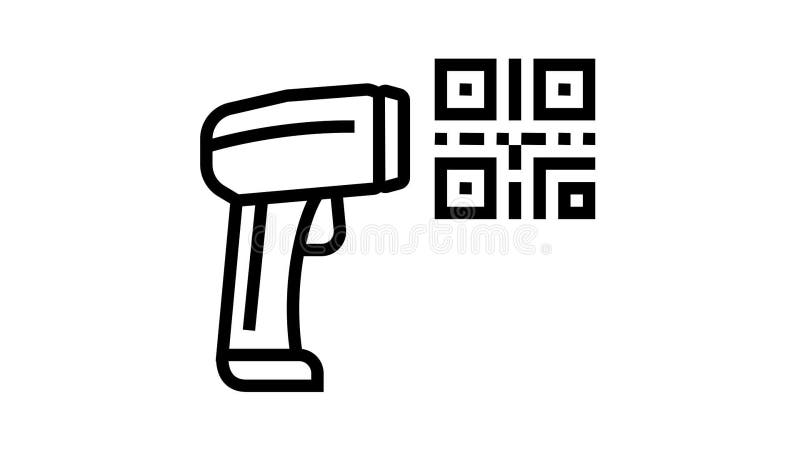Scanning Qr Code Line Icon Animation Stock Video - Video of location ...